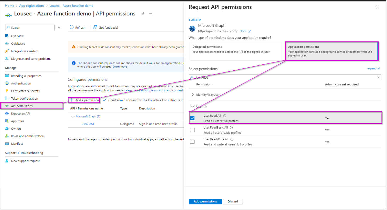 Connect to the Microsoft Graph API securely using a Function App and ...